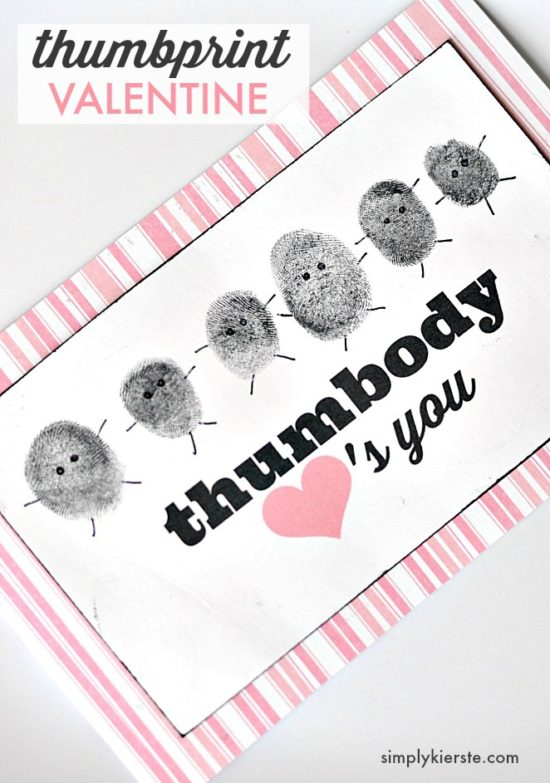 "Thumbody" loves you: thumbprint valentines