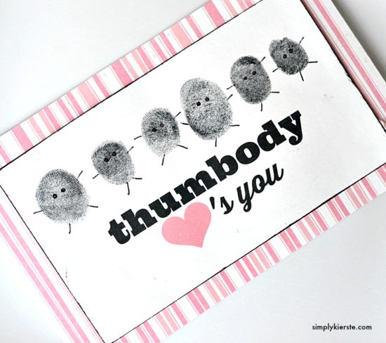 "Thumbody" loves you: thumbprint valentines