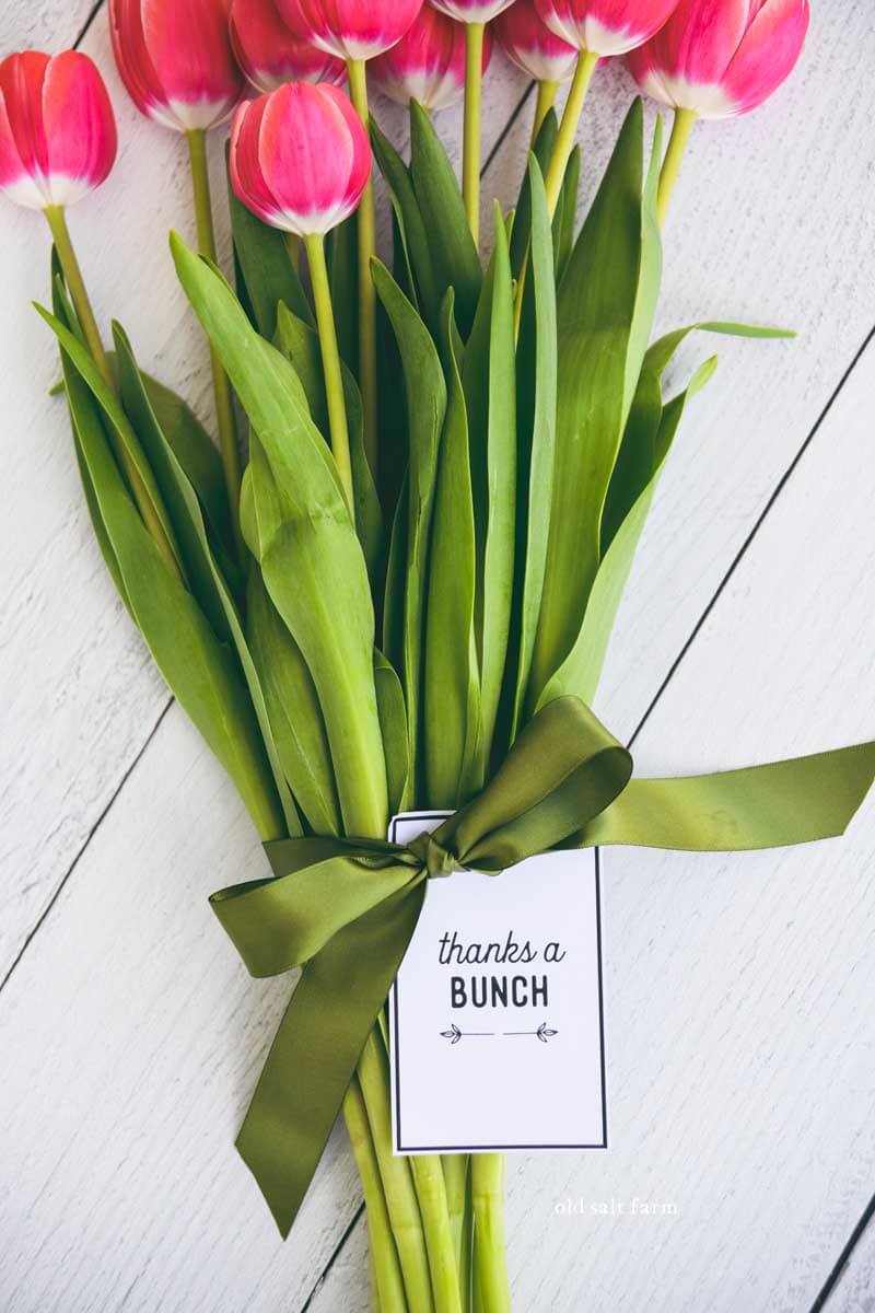 Thanks a Bunch! | Printable Gift Tag for Flowers | Old Salt Farm
