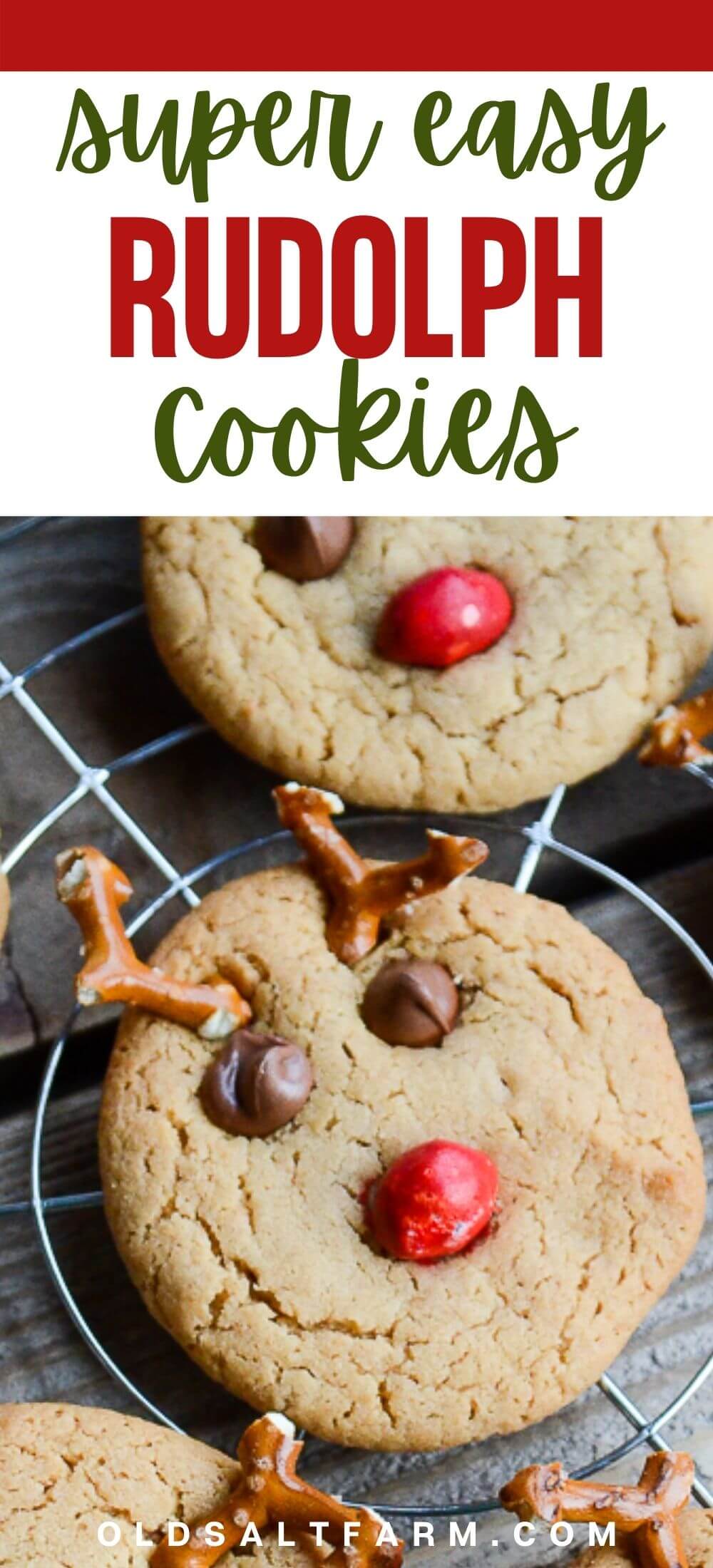 Peanut Butter Christmas Rudolph Cookies | Old Salt Farm