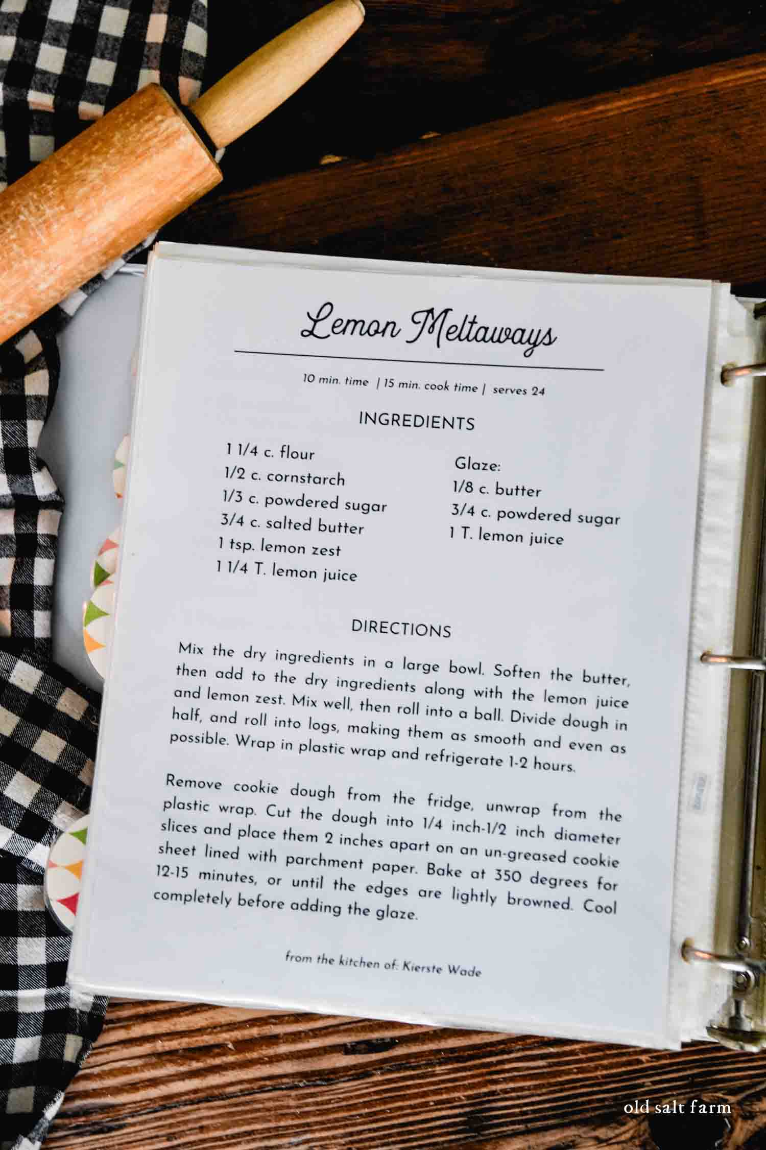 Farmhouse Editable Recipe Card Template | Old Salt Farm