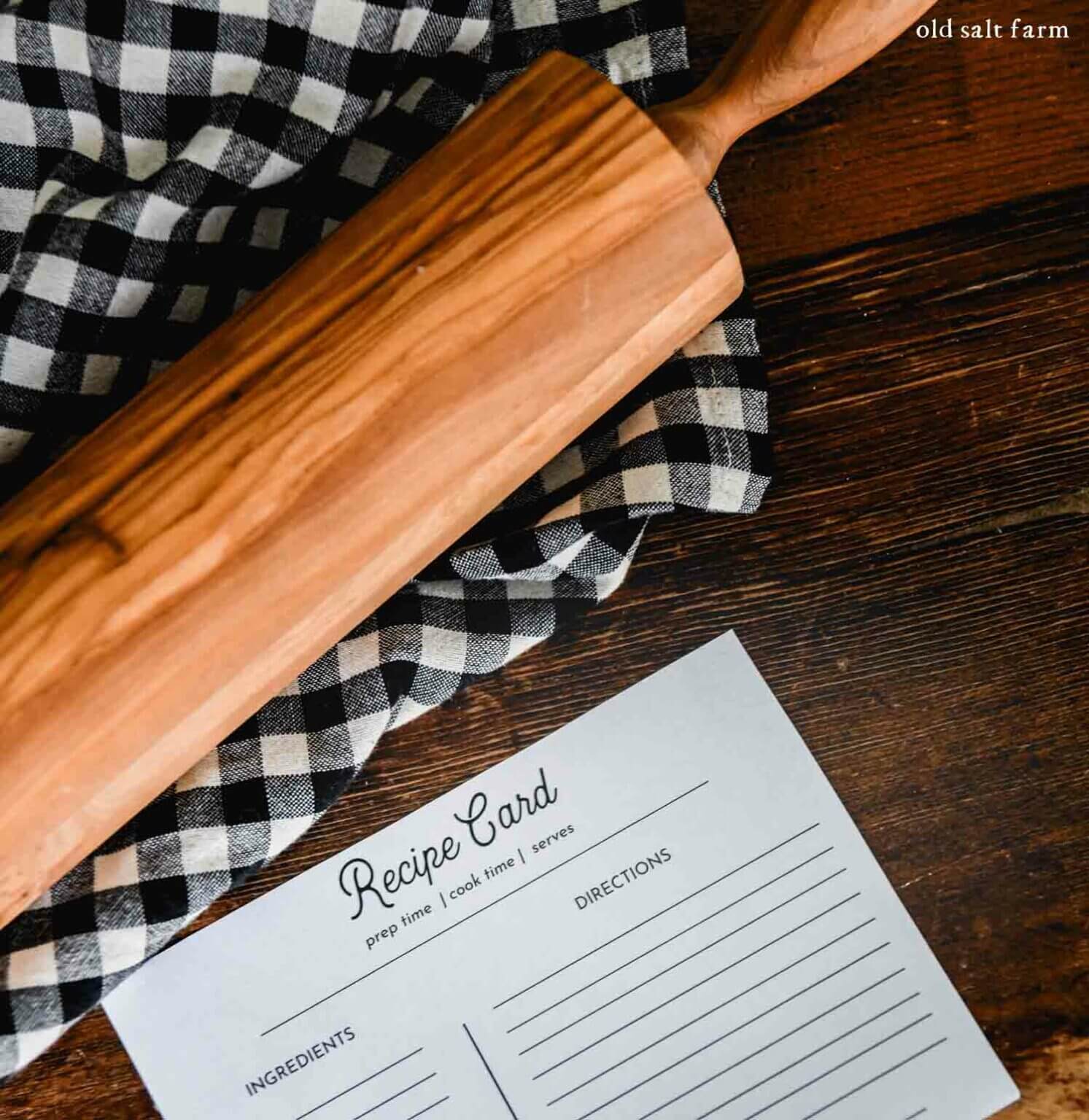 Farmhouse Editable Recipe Card Template | Old Salt Farm
