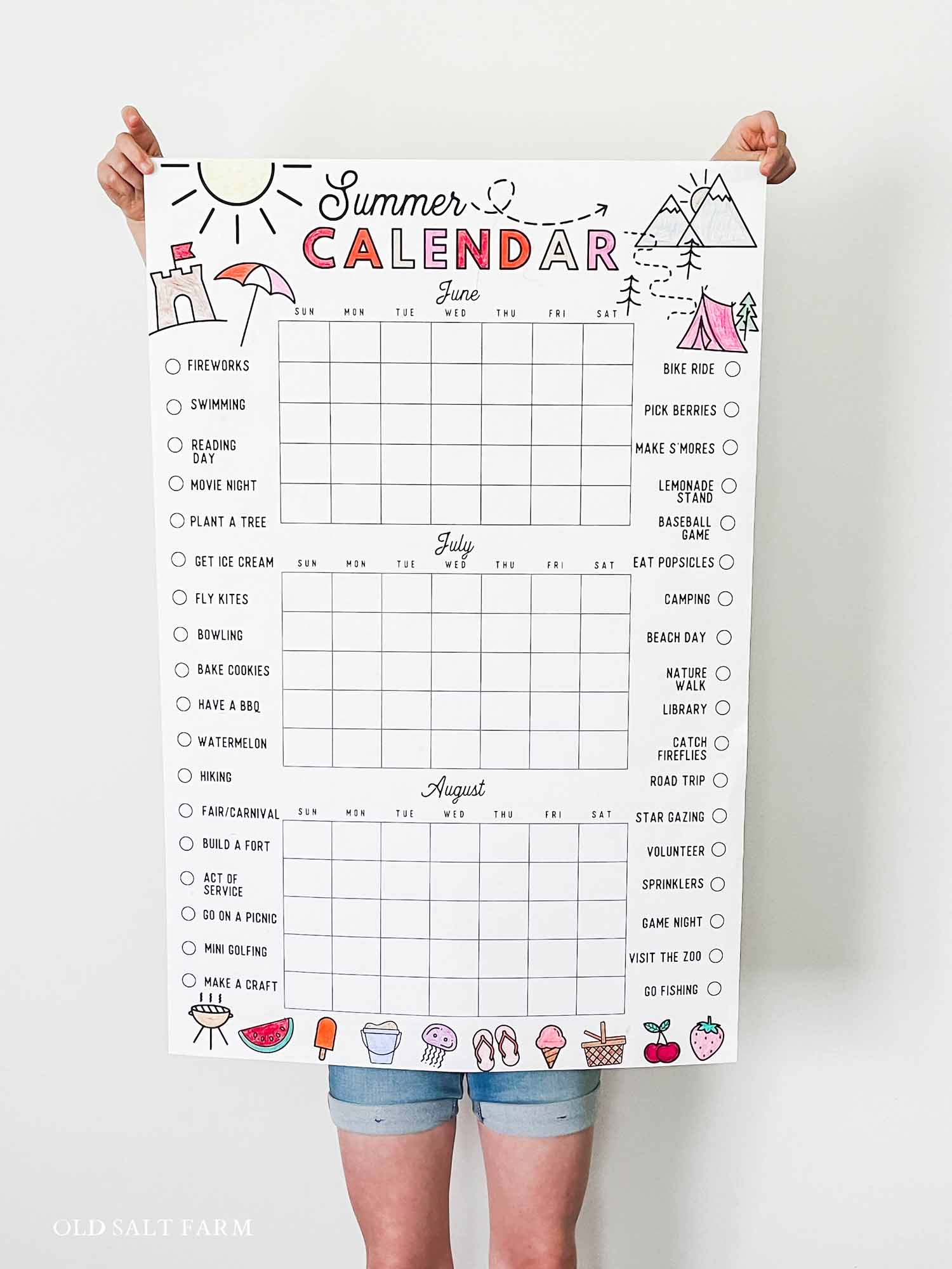 Printable Summer Calendar | Old Salt Farm